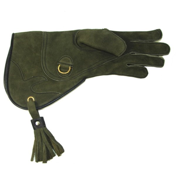"Outlaw" Olive Green Calfskin Full-Cuff Gauntlet - Northwood Falconry